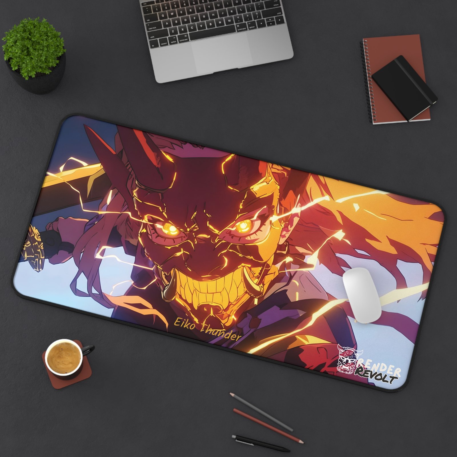 Sizzling Eiko Lightning Oni Desk Mat for Your Desktop